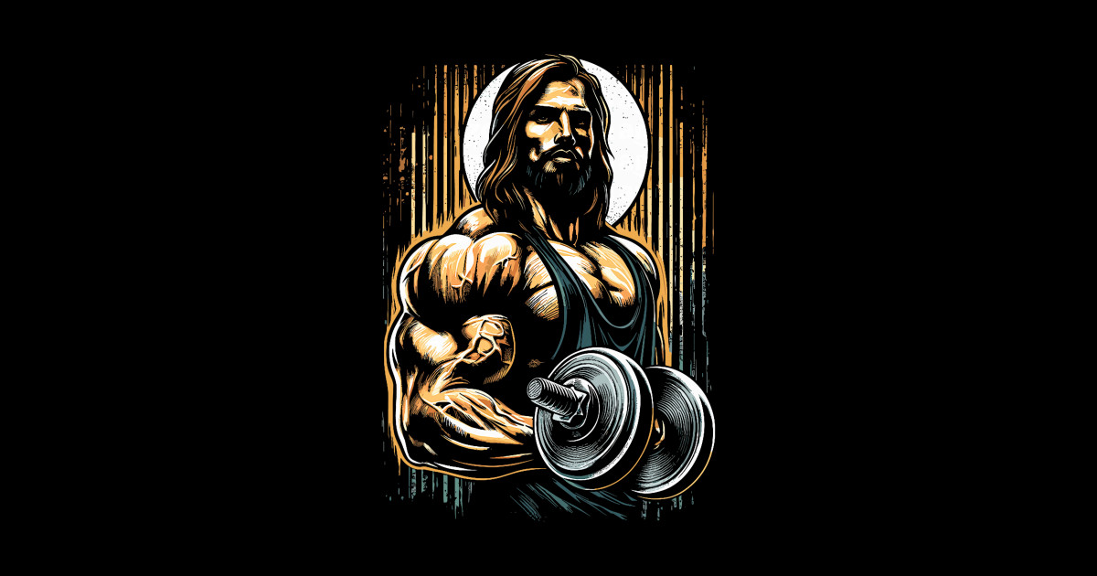 Jesus Bodybuilder Weightlifting Gym Workout Christian for Men Father ...