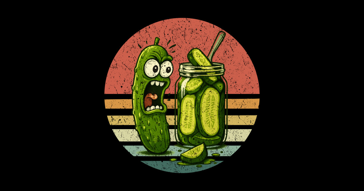 Funny Pickle Surprise A Cucumber And A Jar Of Sliced Pickles Retro ...