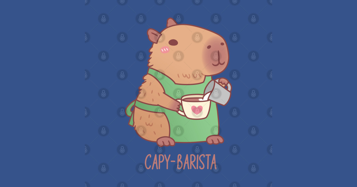 Cute Capybara Barista Making Coffee - Cute Capybara - Hoodie | TeePublic
