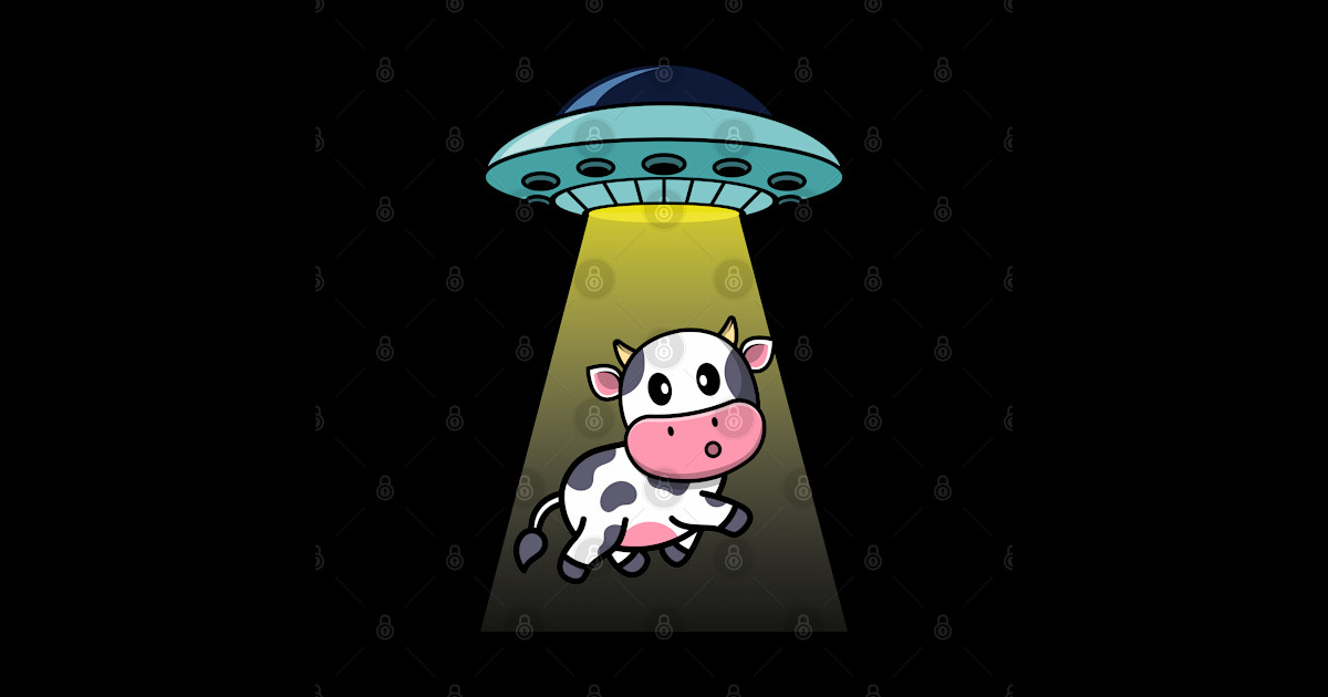 Alien cow abduction flying UFO - Alien Abduction - Sticker | TeePublic