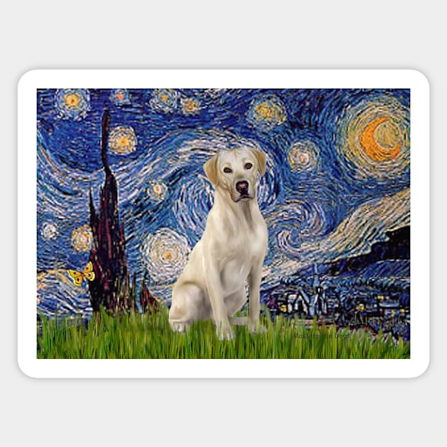 Starry Night - Yellow Labrador Retriever - Yellow Lab - Sticker | TeePublic