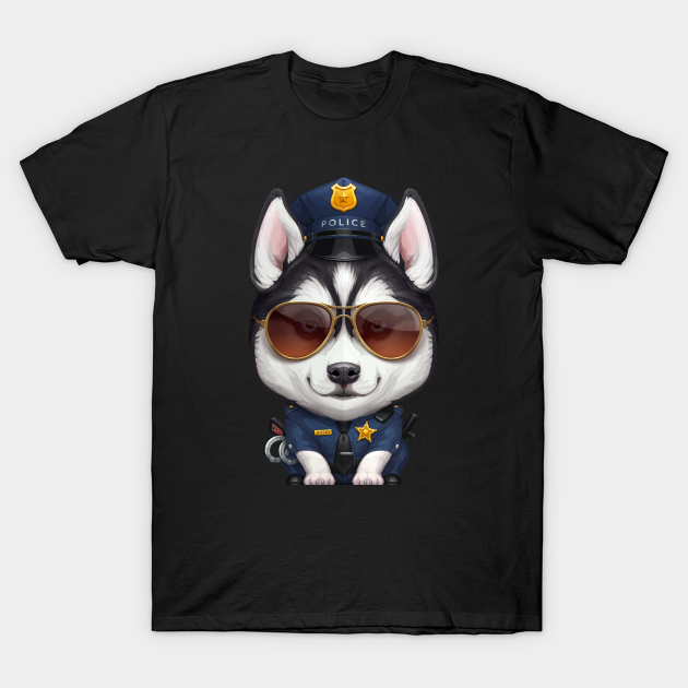 Siberian Husky Police Officer - Husky - T-Shirt | TeePublic