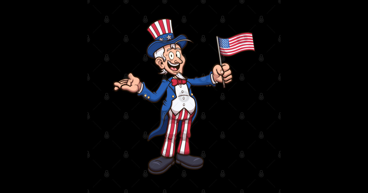 Uncle Sam With American Flag - Uncle Sam With American Flag - Sticker ...