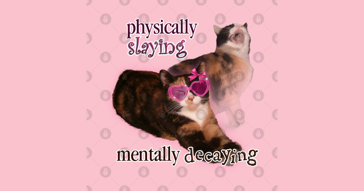 Physically Slaying Mentally Decaying Cat Word Art - Cat - T-Shirt ...