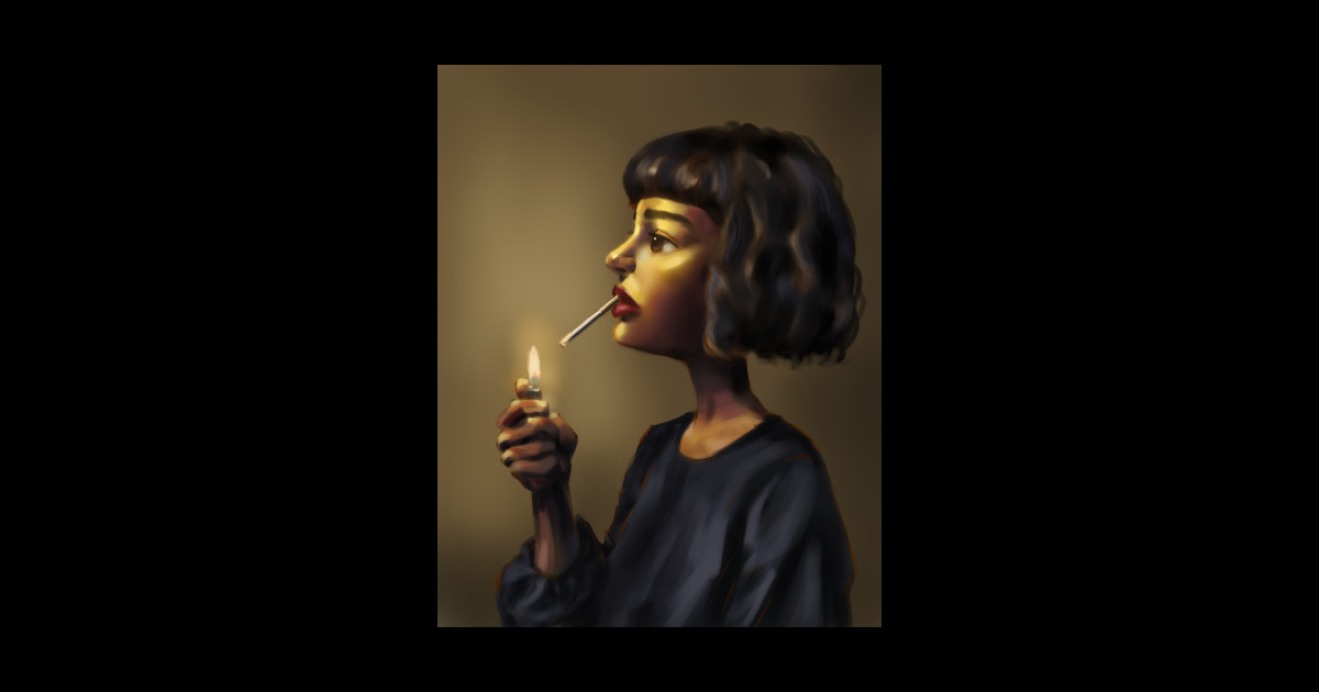 Girl with lighter - Girl - Sticker | TeePublic