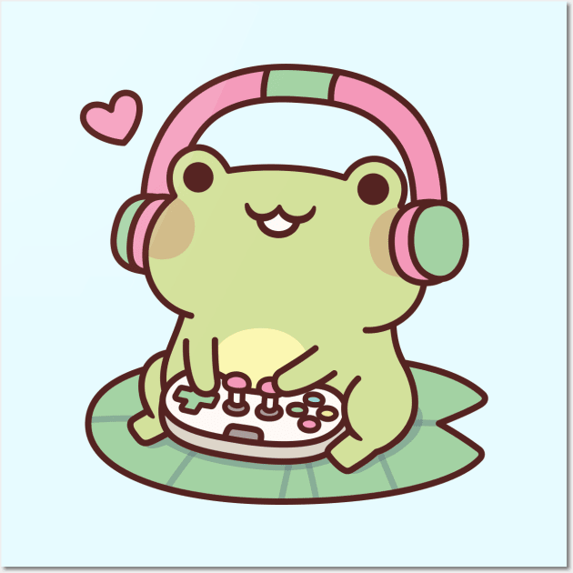 Cute Gamer Frog Loves Playing Video Games - Cute Frog - Posters and Art ...