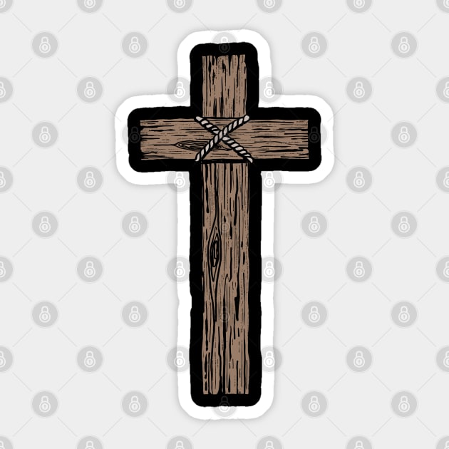 Wooden cross - Wooden Cross - Sticker | TeePublic