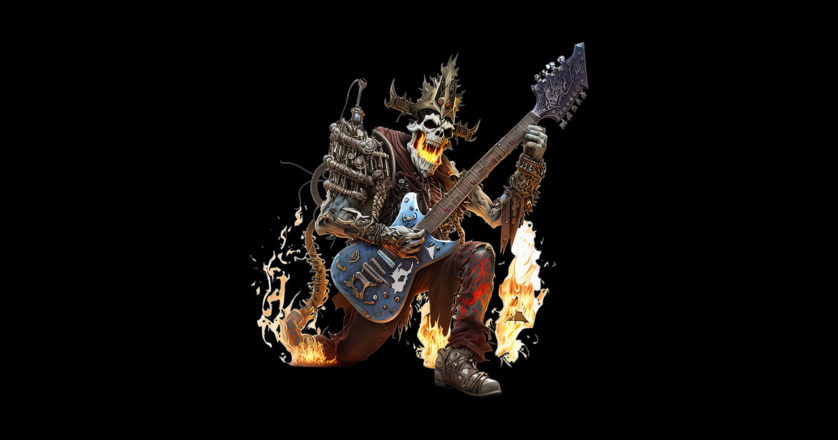 Heavy Metal Lich Bard, Wielding Electric Guitar Axe, Steampunk 1950's - Heavy Metal Lich Bard ...