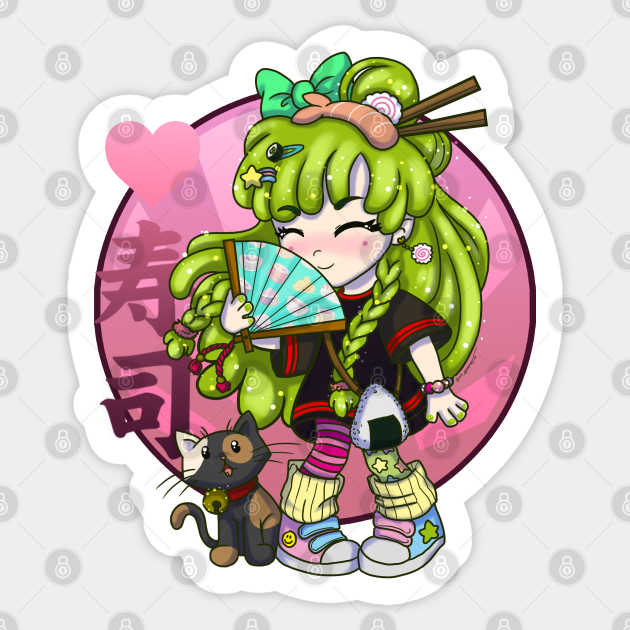 Kawaii wasabi girl - Sushi Girl - Sticker | TeePublic
