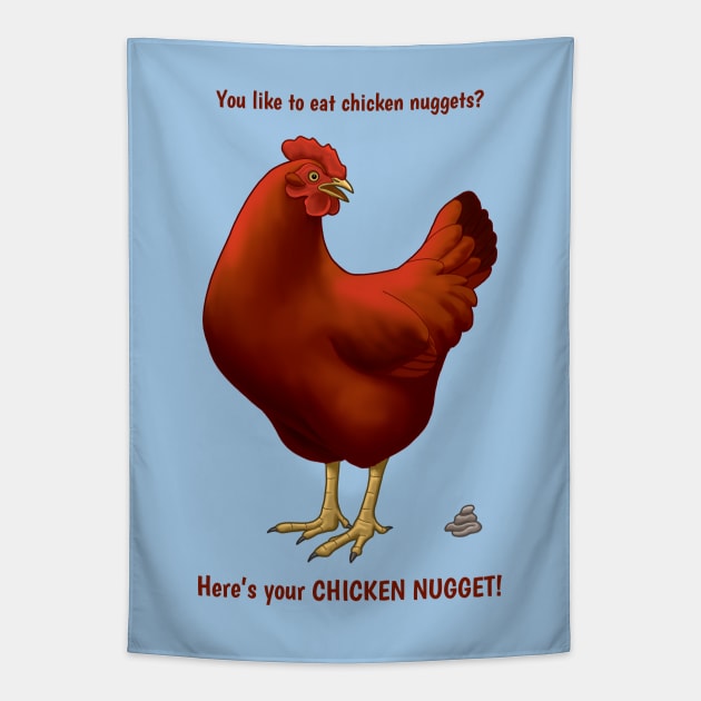 Funny Red Hen Chicken Nuggets Bird Poop - Chickens - Tapestry | TeePublic