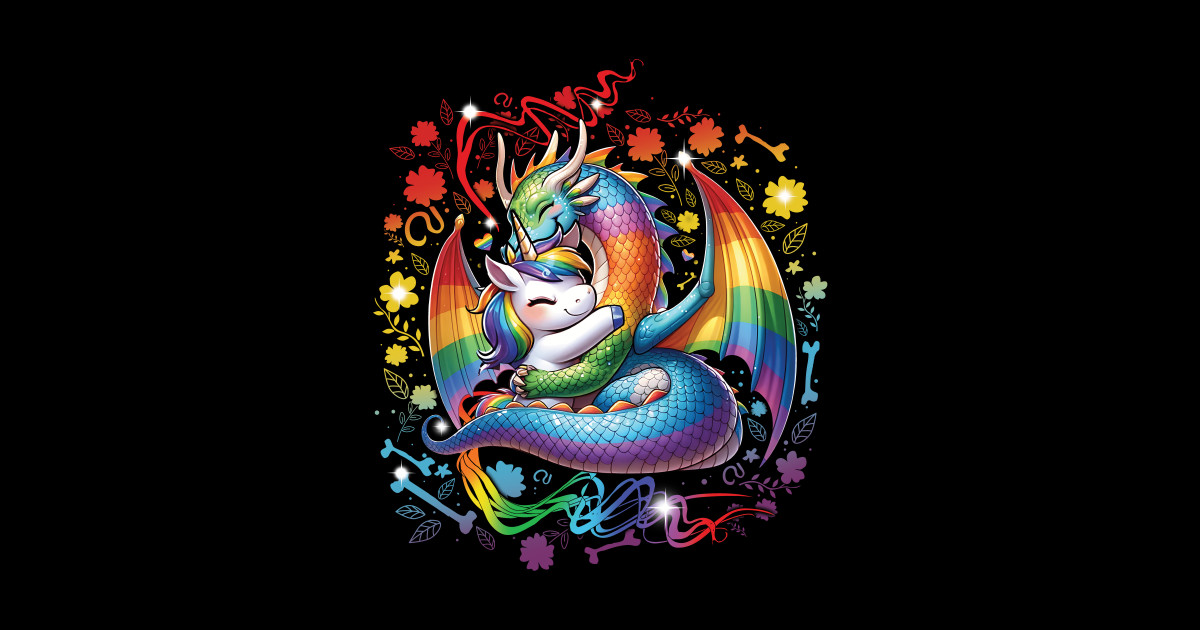 LGBT Dragon Unicorn - Lgbt Dragon Unicorn - Sticker | TeePublic