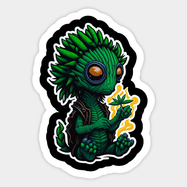 Rastafari weed alien - Weed - Sticker | TeePublic