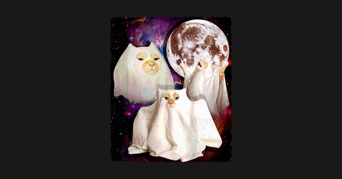 Ghost Cat Meme Funny Artwork halloween 2025 style - Ghost Cat Meme - T ...