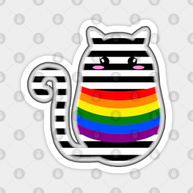 Ally LGBTQIA+ Pride Cat - Cat - Magnet | TeePublic