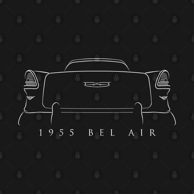 1955 Chevy Bel Air - rear stencil, white - Antique Car - T-Shirt ...
