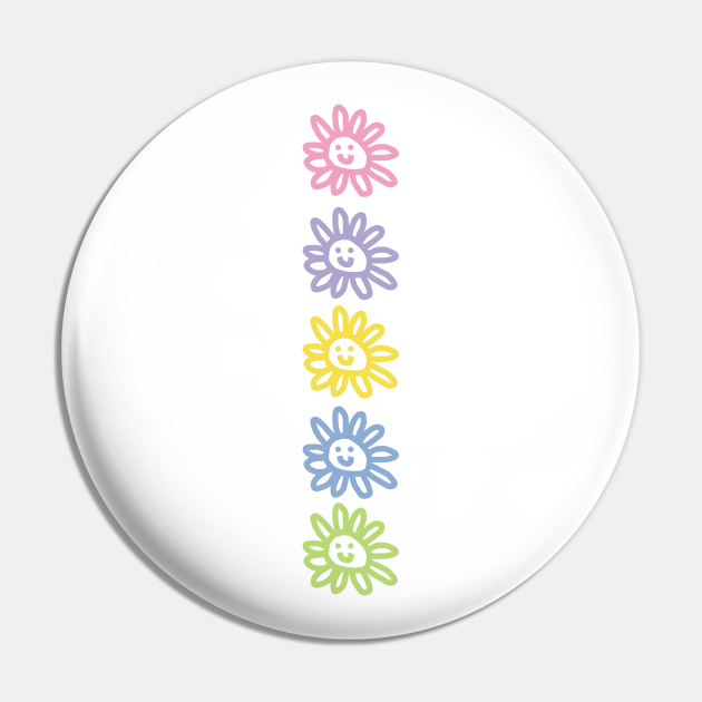 Five Flower Smiley Face Column Minimal Graphic Art - Flower - Pin ...