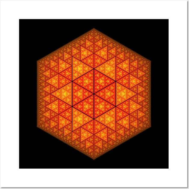 Red orange Sierpinski triangle hexagon - Sierpinski - Posters and Art ...