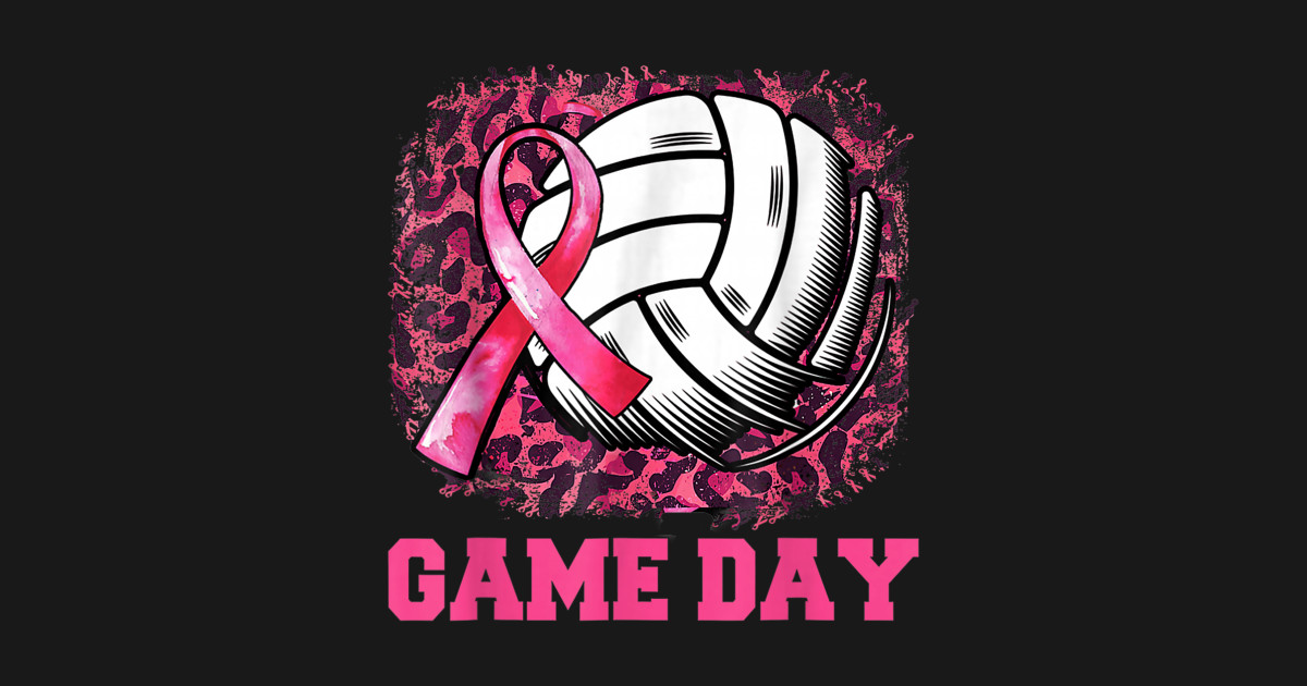 Game Day Pink Ribbon Volleyball Tackle Breast Cancer Women Girls - Game ...