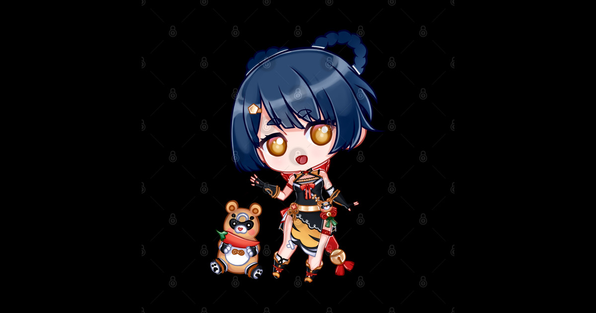 Xiangling chibi - Mihoyo - Sticker | TeePublic