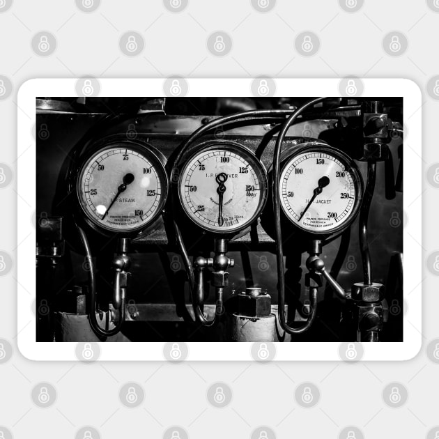 Vintage Pressure Gauges - Monochrome - Sticker | TeePublic