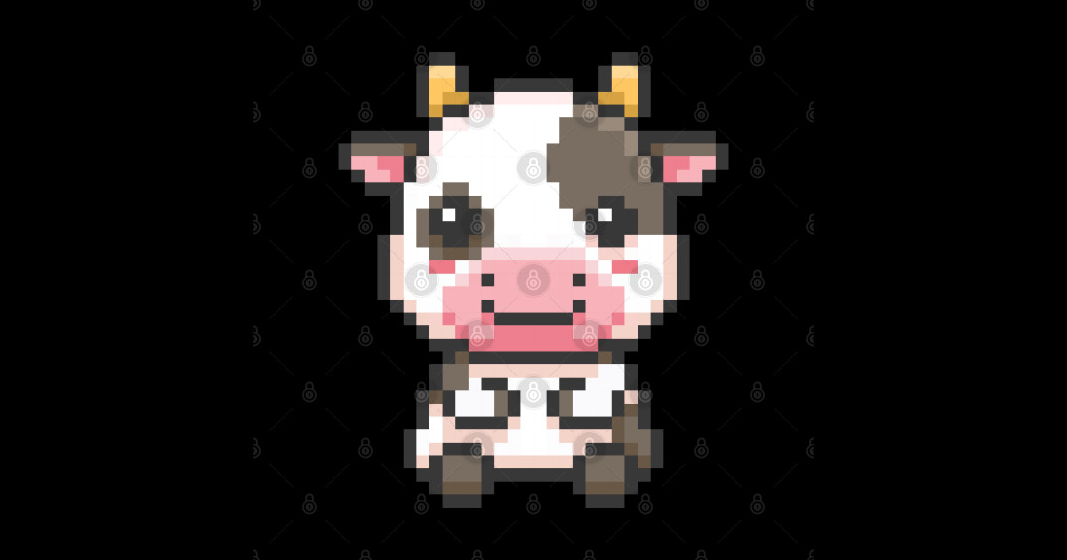 Pixel Art Cute Cow - Pixel Cow - Posters and Art Prints | TeePublic