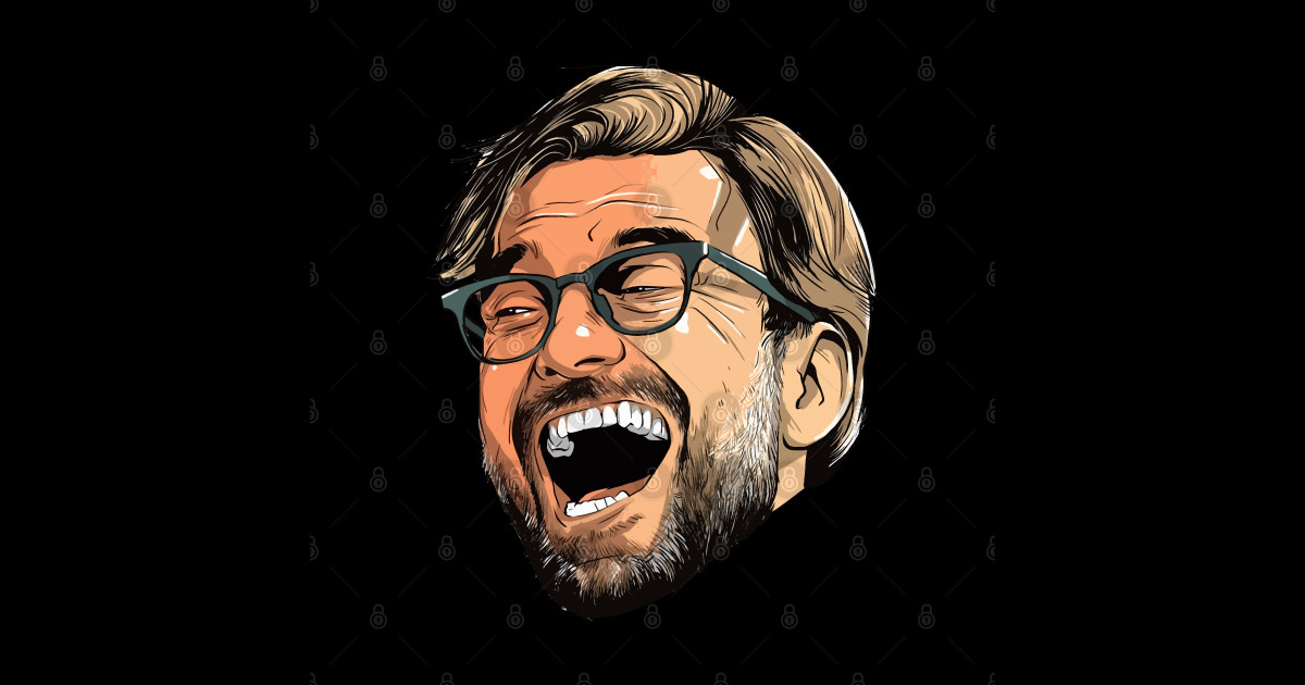 klopp happy face - Ynwa - Sticker | TeePublic