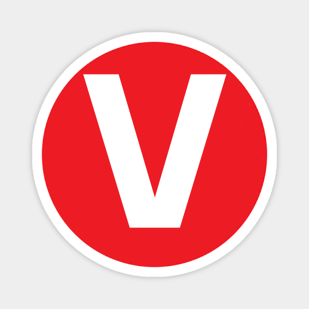 Letter V Big Red Dot Letters & Numbers - Red - Magnet | TeePublic