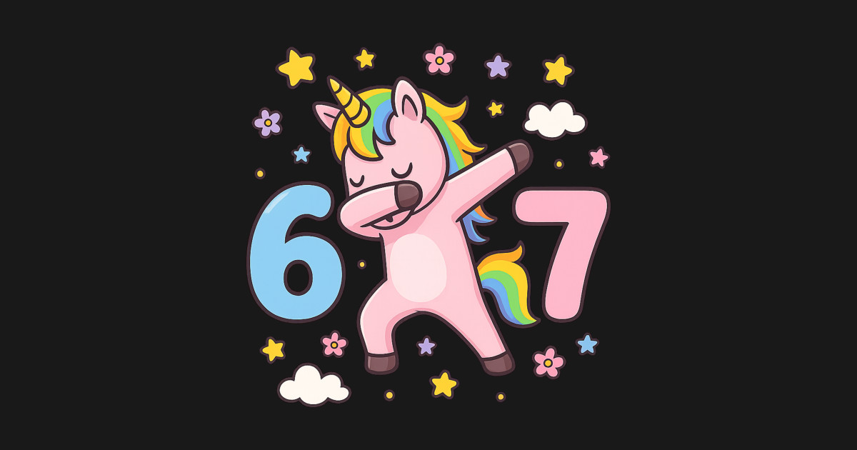 67 Meme Unicorn Girl Six Seven Brainrot Cute Gen Alpha Design - Unicorn ...