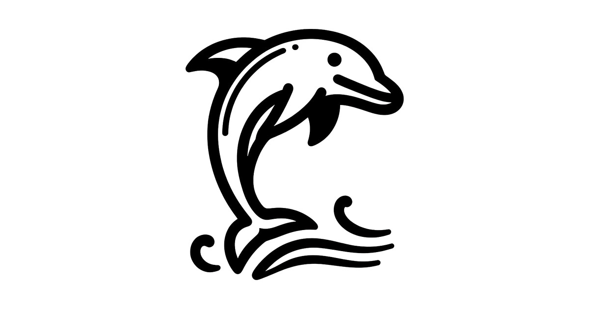 Stick Figure of a Dolphin in Black Ink - Stick Figure Dolphin - T-Shirt ...