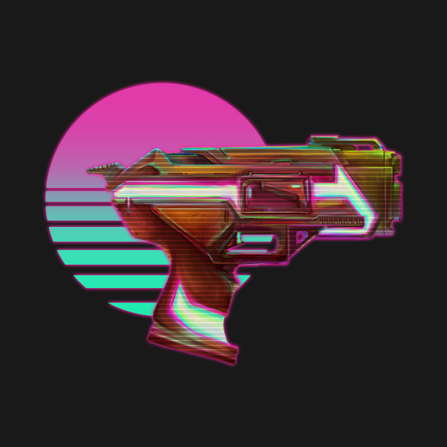 Cyberpunk Vaporwave Cyberwave Gun Pistol Blaster - Cyberpunk - T-Shirt ...