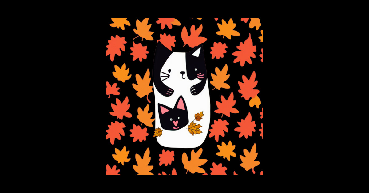 Cute cat in fall leaves - Cat Love - Sticker | TeePublic