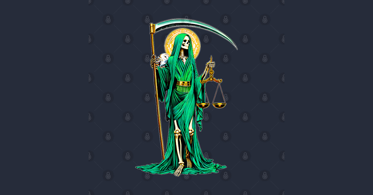 Green Santa Muerte - The Justice Bringer - Justice Santa Muerte - T ...