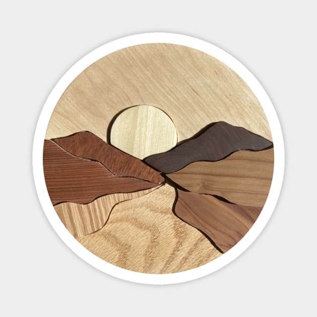Wooden Landscape - Wood Art - Magnet | TeePublic