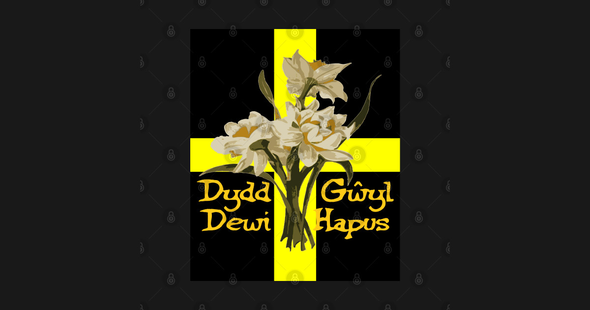 St Davids Day Daffodils And Cross - St Davids Day - T-Shirt | TeePublic