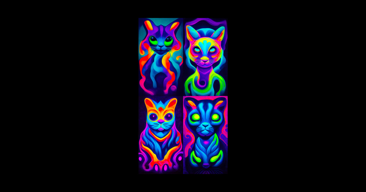 Psychedelic Trippy Cats - Psychedelic - Sticker | TeePublic