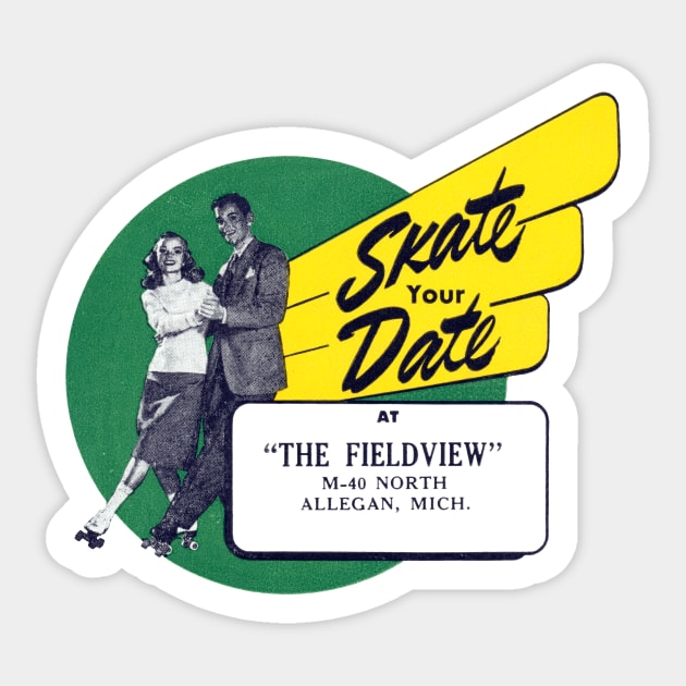 1950s Skate Your Date - Roller Skates - Sticker | TeePublic