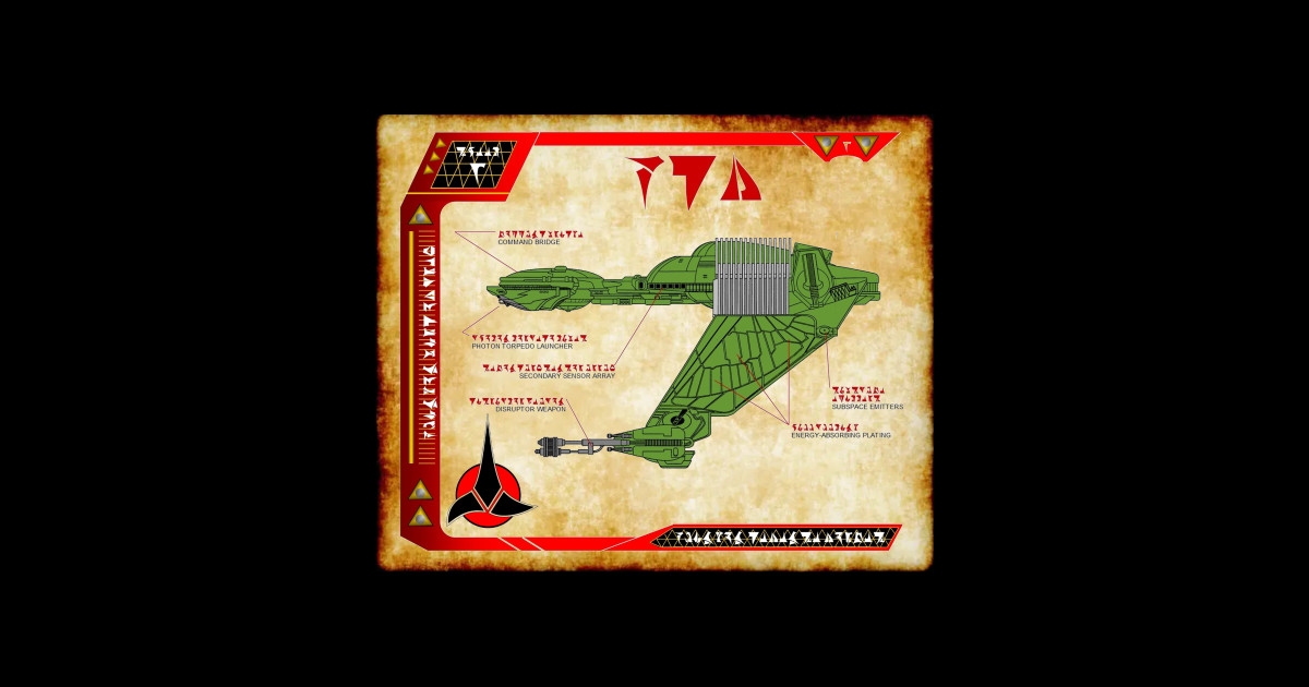 Alien Scout Ship Parchment Blueprint - Profile - Starship - Sticker ...