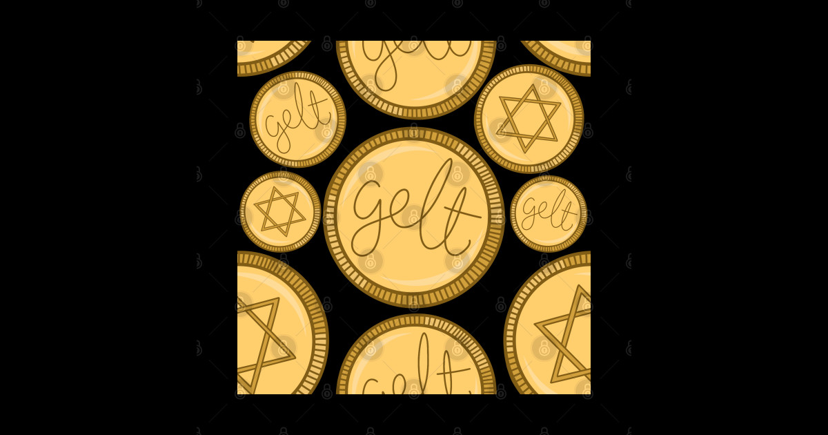Hanukkah Gelt Chocolate Coins Cartoon Pattern, made by EndlessEmporium ...