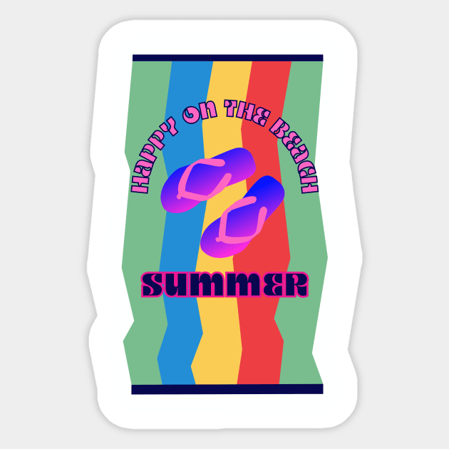 Happy on the beach - Summer - Sticker | TeePublic