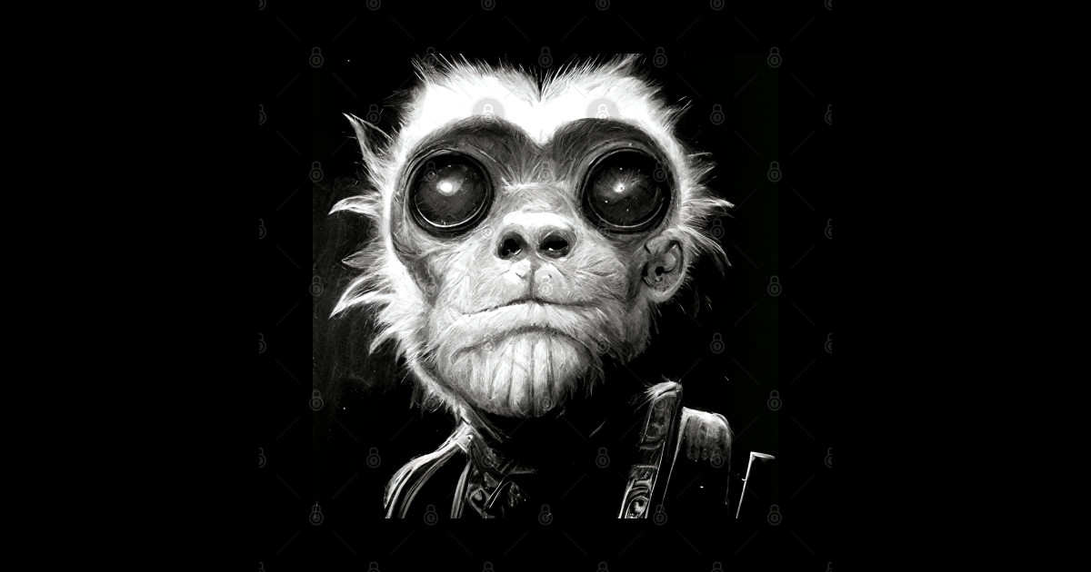 Galactic Monkey - Monkey Monkey In Space Alien Monkey - Sticker | TeePublic