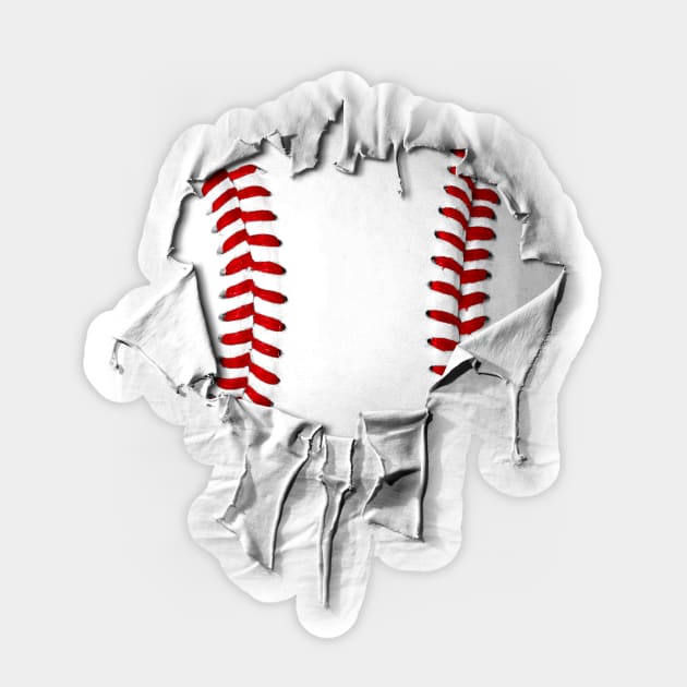 Shredded, Ripped and Torn Baseball - Baseball - Sticker | TeePublic