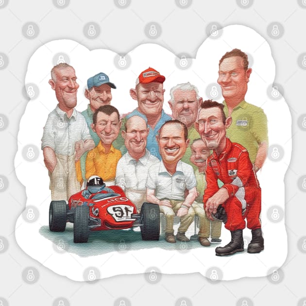 Cartoon race car team - Race Car - Sticker | TeePublic
