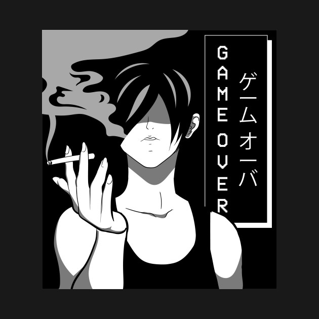 Game Over Anime Boy Otaku Aesthetic Kanji Weeb - Aesthetic Anime - T-Shirt