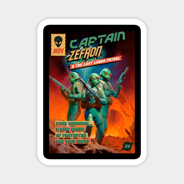 Captain Zefron & the Lost Lunar Patrol Comic - Aliens - Magnet | TeePublic