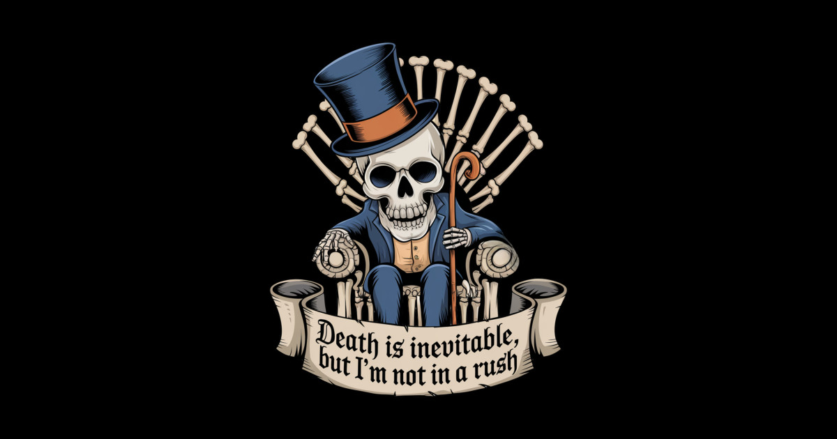 Dark Humor Skeleton on Bone Throne Design - Macabre - Sticker | TeePublic