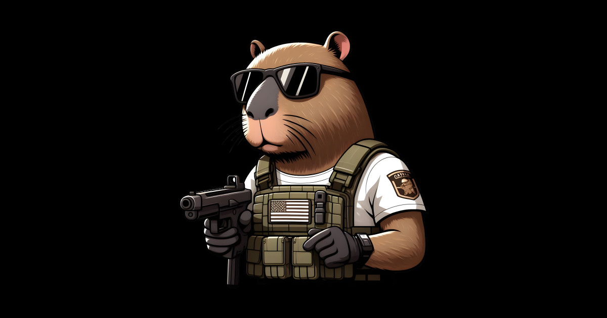 tactical capybara - Capybara - Sticker | TeePublic