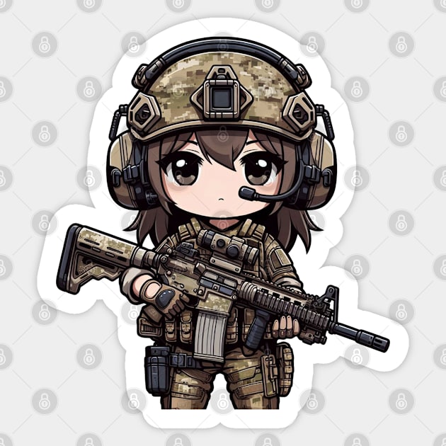 Tactical Chibi Girl - Chibi - Sticker | TeePublic