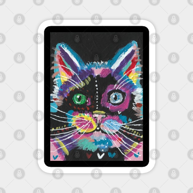 Cute colorful cat face - Cute Cat Face - Magnet | TeePublic