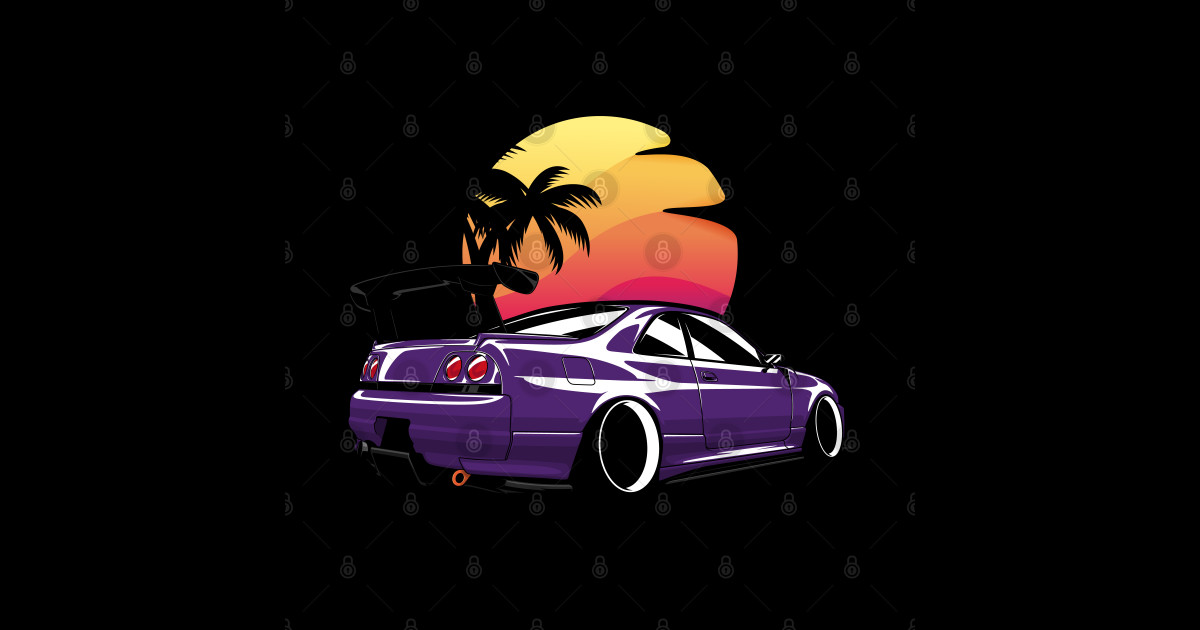 Purple Skyline R33 GTR - R33 - Sticker | TeePublic