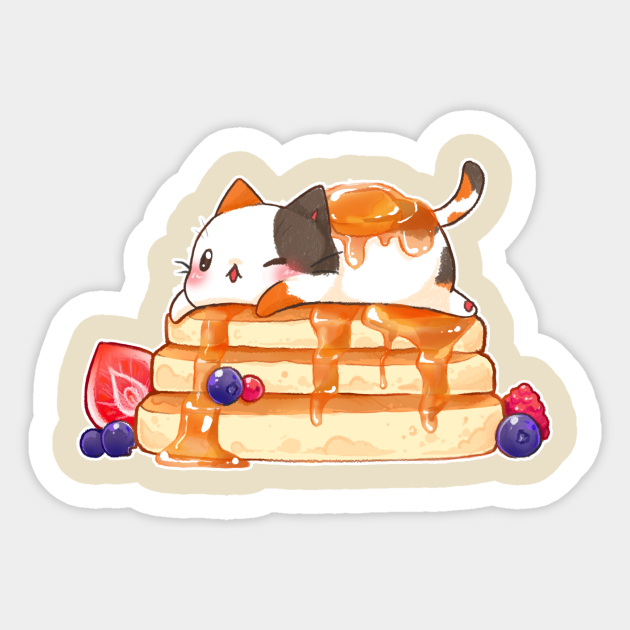 Pancake cat - Pancakes - Sticker | TeePublic